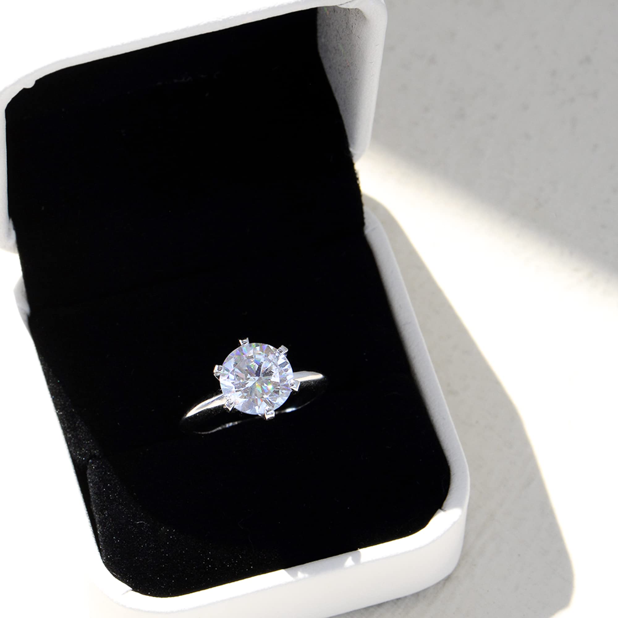 espere 3 Ct CZ Solitaire Engagement Ring Sterling Silver White Gold Plated Size 5
