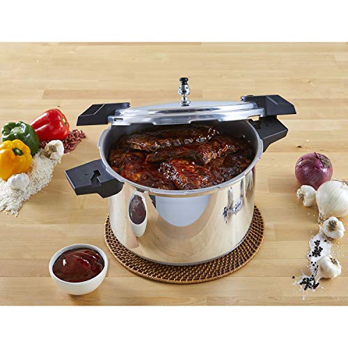 IMUSA USA A417-80807 16Qt Jumbo Stovetop Pressure Cooker with Regulator and Side Handles, Silver
