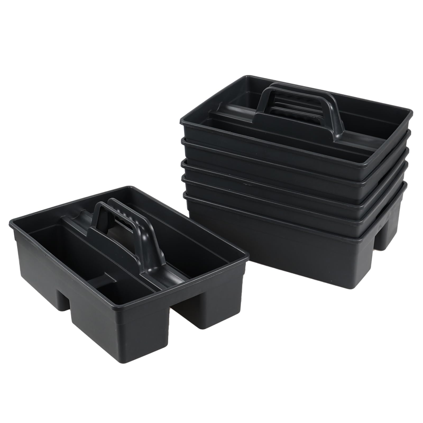 Morcte 6 Pack Plastic Cleaning Supply Caddy, Cleaning Carry Caddy Organizer with Handle, Gray