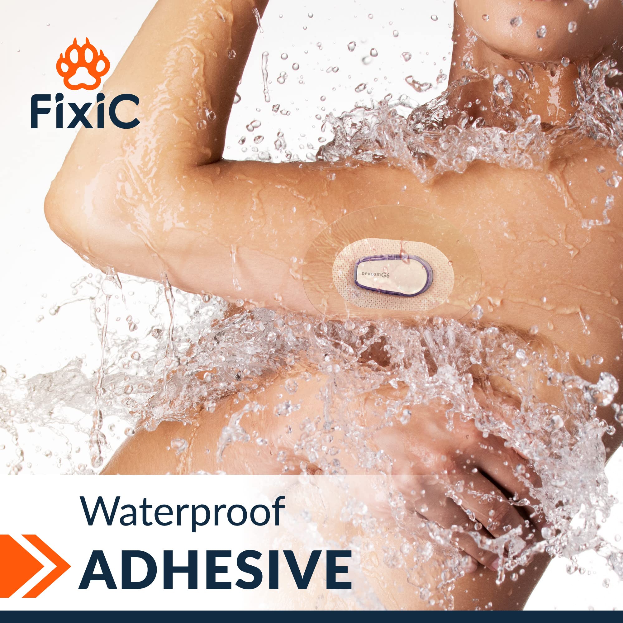 FixiC – Adhesive Patches for G6 – 25 Pack Premium Waterproof Adhesive Patches – Pre-Cut Back Paper – Adhesive Patch for G6 – Long Fixation! (Transparent)