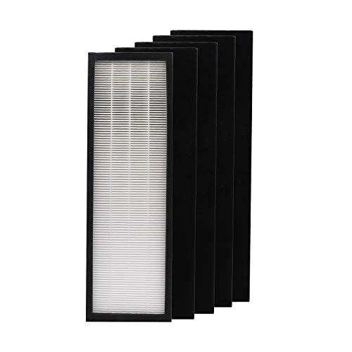 FLT4825 True HEPA Air Purifier Filter B Replacement Compatible for GermGuardian FLT4825 AC4850PT AC4900CA PureGuardian AP2200CA, 1 HEPA Filter + 4 Pre-Filters