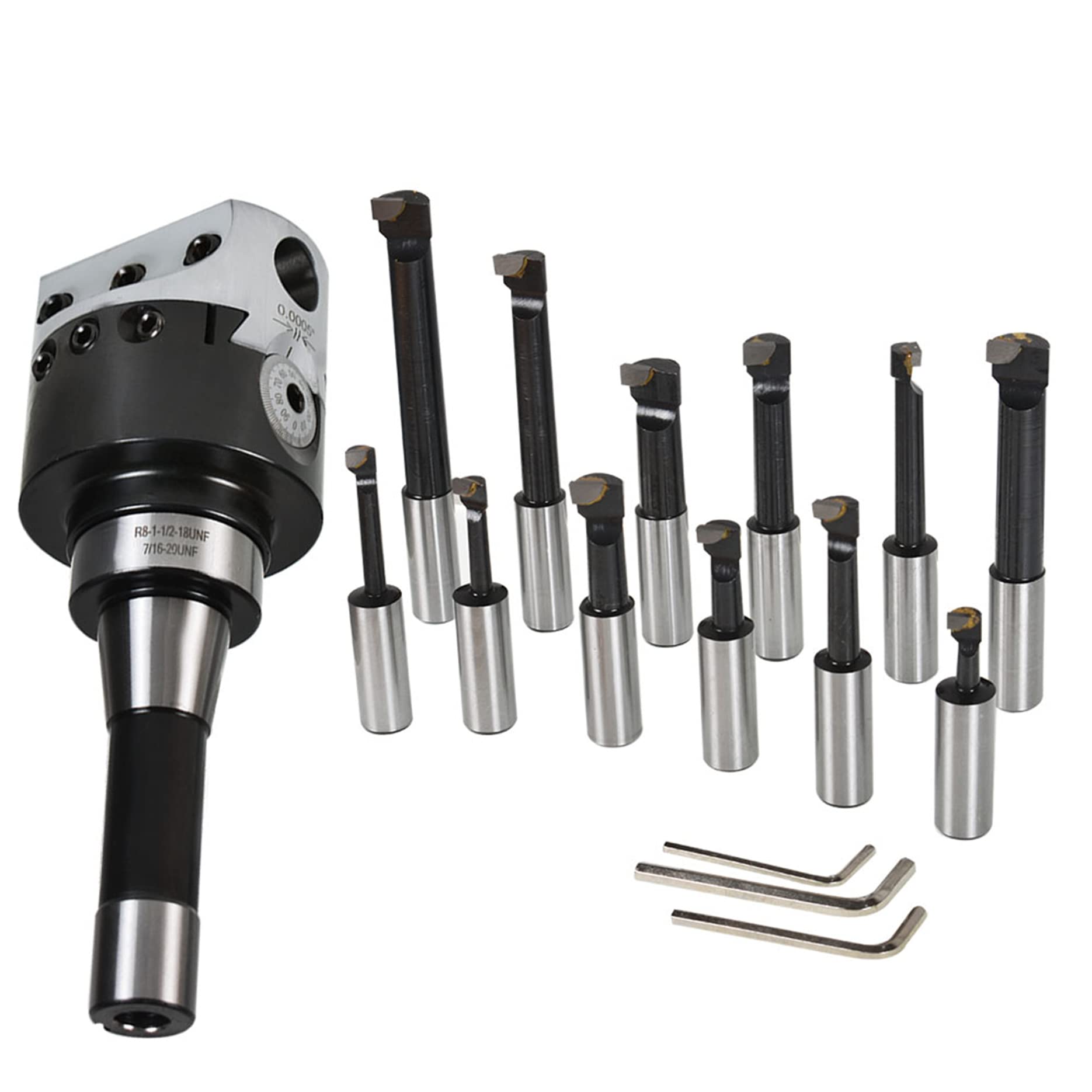 LiGuVCY 3 Inch R8 Shank Boring Head 3/4 Inch Carbide Boring Bar Set for Bridgeport Milling with Box