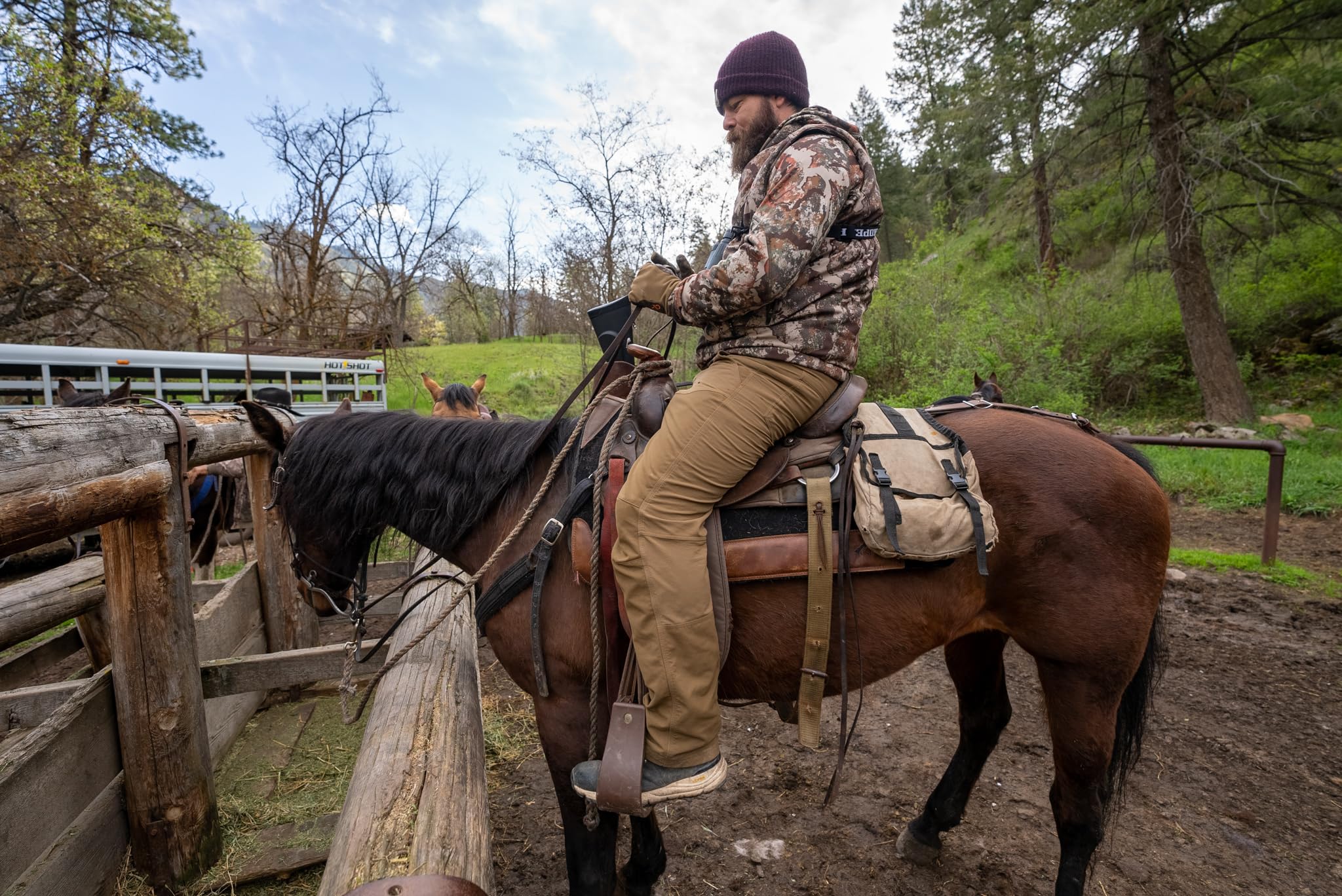First Lite Men’s Sawbuck Brush Soft Shell Pant - Hunting Brush Pants with DWR - Dry Earth - 36 x 32