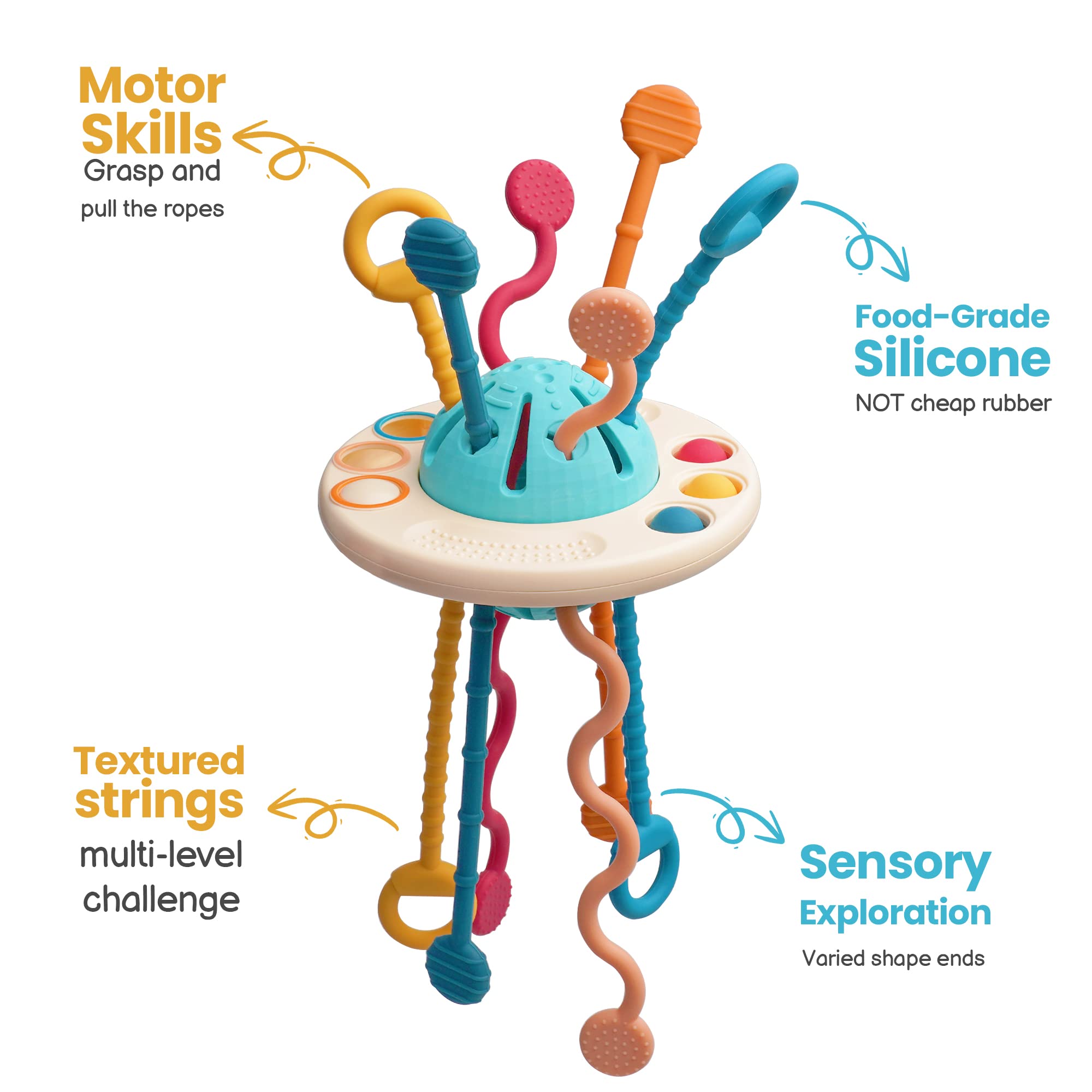 LiKee Silicone Pull Strings Toy and Wind Up Duck Bath Toys