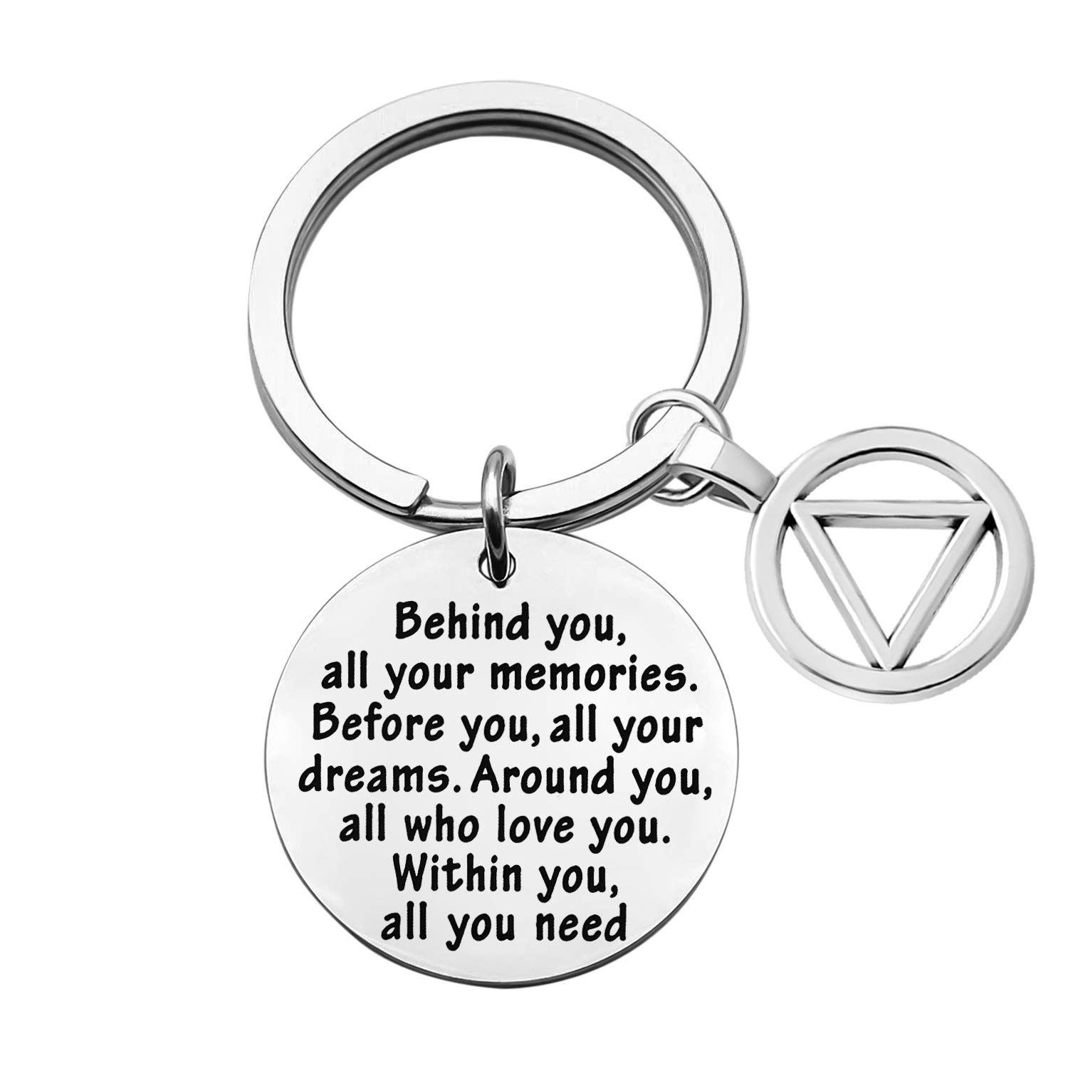 FEELMEM Sobriety Gift Keychain Addiction Recovery Gift AA Alcoholics Anonymous Warrior Recovery Gift New Beginnings Gift(silver