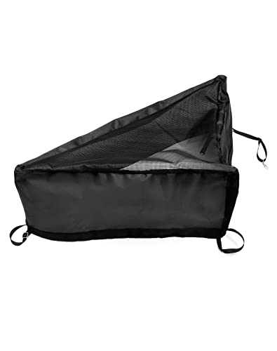 QWORK Hay Feed Bags for Horse, Large Capacity Corner Hay Bag, Reduces Waste, with Mesh Bottom and Snap Closure, for Horse Trailer Stalls, Black