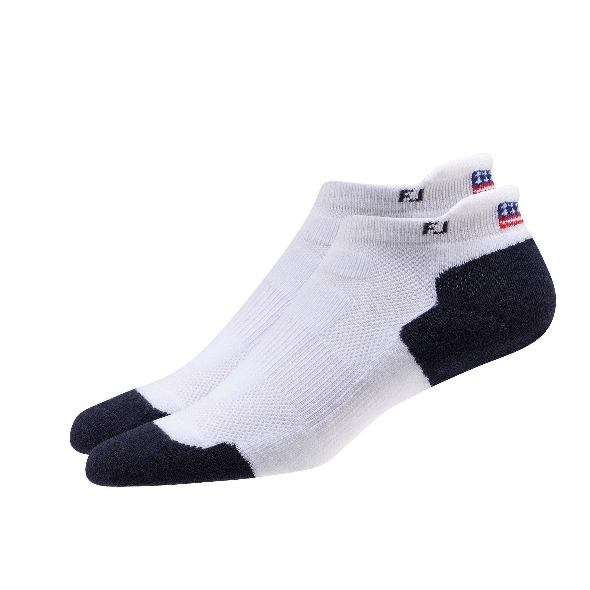 FootJoy Women's TechSof Tour Patriotic Roll Tab Socks, White / Navy, Fits Shoe Size 6-9