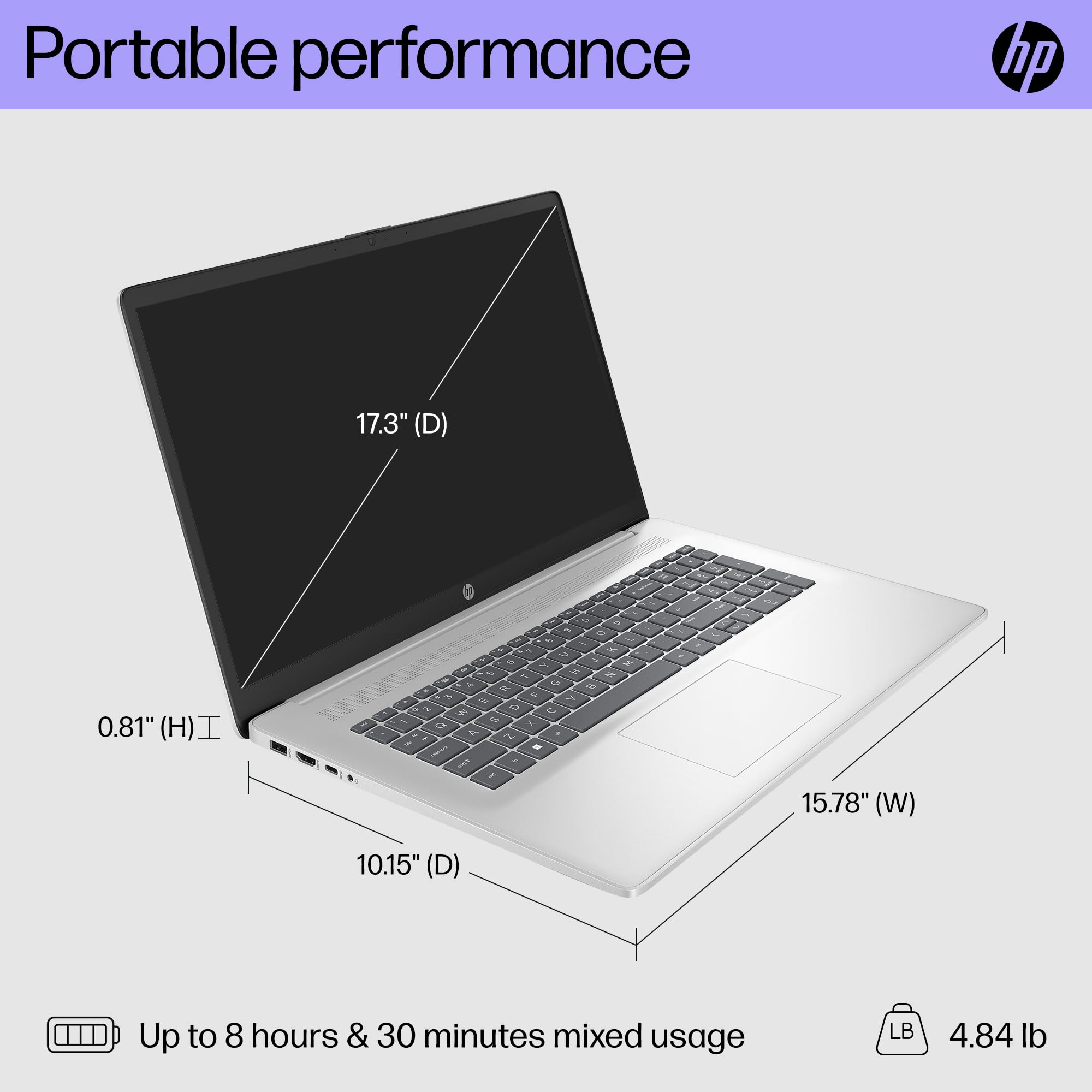 HP 17 Touchscreen Laptop 2023 Newest, 17.3" Touchscreen Display, Intel Core i7-1355U Processor(Up to 5 GHz), 64GB RAM, 4TB SSD, WiFi 6, Backlit Keypad, Windows 11 Home, with Laptop Stand