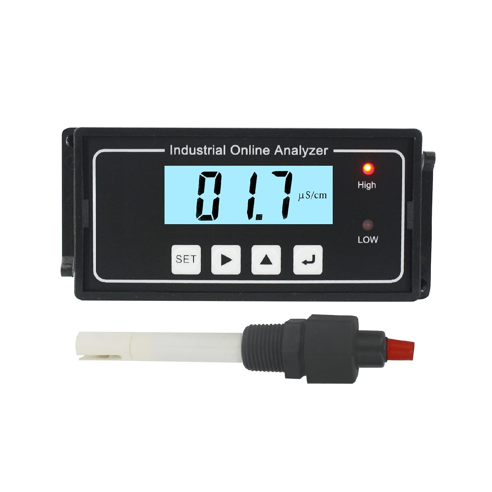 VGongTech Conductivity Monitor EC-500 Conductivity Tester Meter Electronic Micro Filter 0-9999uS with Plastic Electrode Pin&Plug