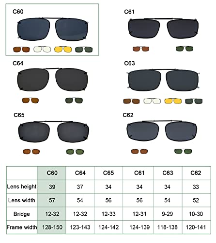 Eyekepper Large Clip On Sunglasses With Spring Draw Bar Polarized Grey Lens 57x39MM