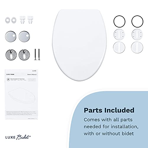 LUXE Bidet Luxe TS1008E Elongated Comfort Fit Toilet Seat with Slow Close, Quick Release Hinges, and Non-Slip Bumpers (White)