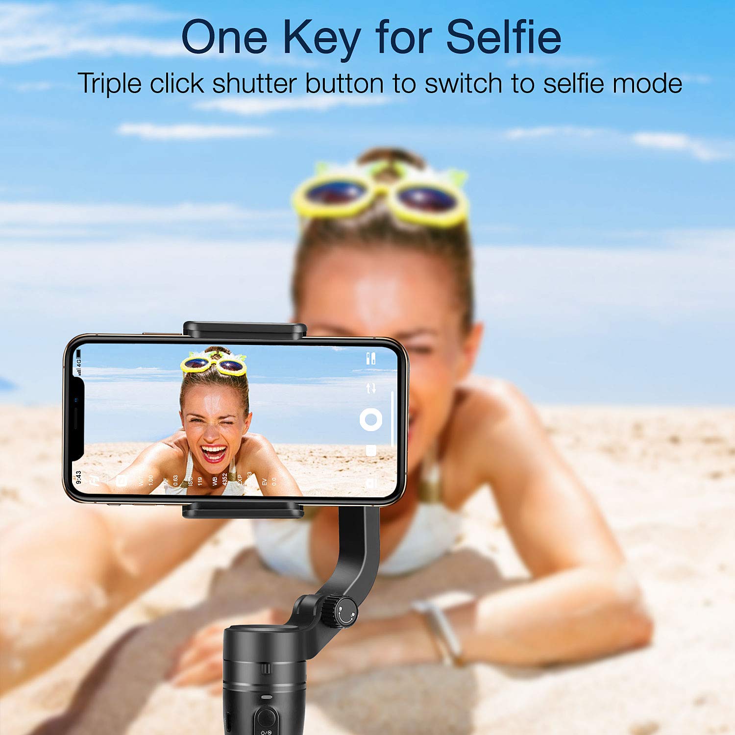 FeiyuTech VLOG Pocket Handheld Gimbal Stabilizer Foldable Pocket-Size 3-Axis with One Key Orientation Toggle Face/Object Tracking for iPhone 11 Pro Max and Smartphone (Black)