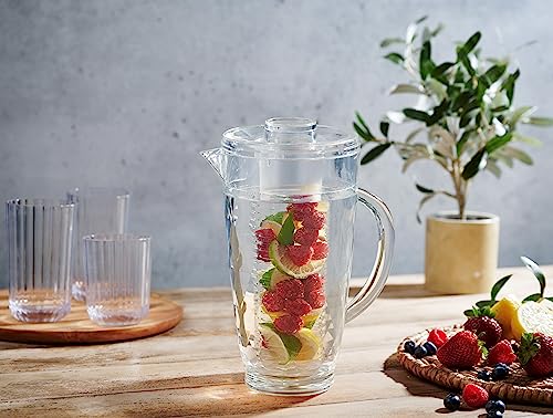 Water Infuser Pitcher β Fruit Infuser Water Pitcher By Home Essentials & Beyond β Shatterproof Acrylic Pitcher β Elegant Durable Design β Ideal for Iced Tea, Fruit Infused Water and Juice (67.7 oz.)