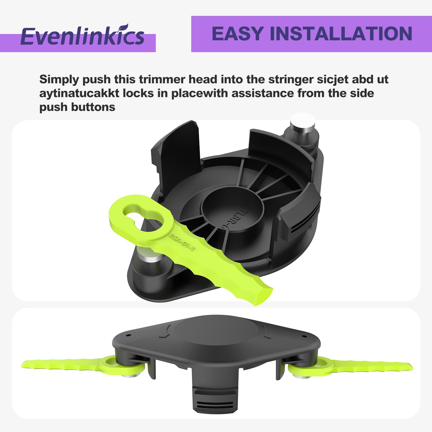 Evenlinkics Weed Eater Bladed Head,Compatible with Ryobi 18-Volt, 24-Volt, and 40-Volt Strimmers,Can Replace Ryobi ACFHRL2 Polycarbonate Bladed Trimmer Head.(1 Trimmer Head+10 Replacement Blades)