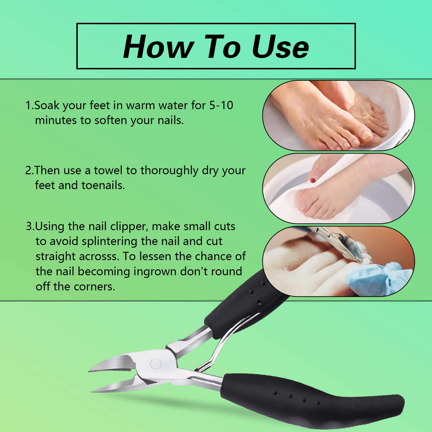 Feiccier Heavy Duty Ingrown Toenail Clippers, Professional Toenails Trimmer, Podiatrist Toe Nail Clippers for Thick Nail & Ingrown Toenails, Sharp Curved Blade, Pedicure Tools.