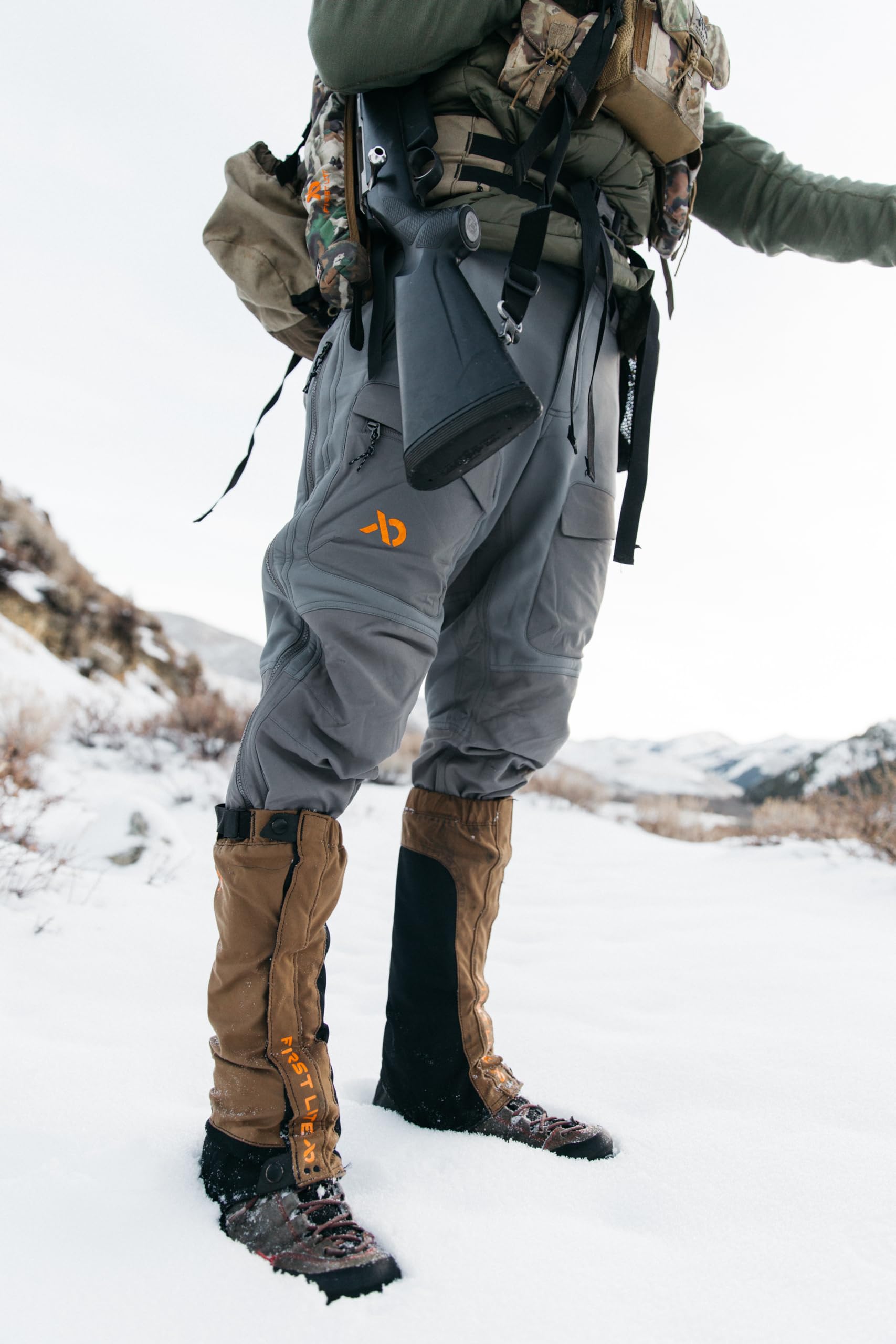 First Lite Brambler Hunting Boot Gaiter - Durable Waterproof Hunting Gaiters - Dry Earth - Large