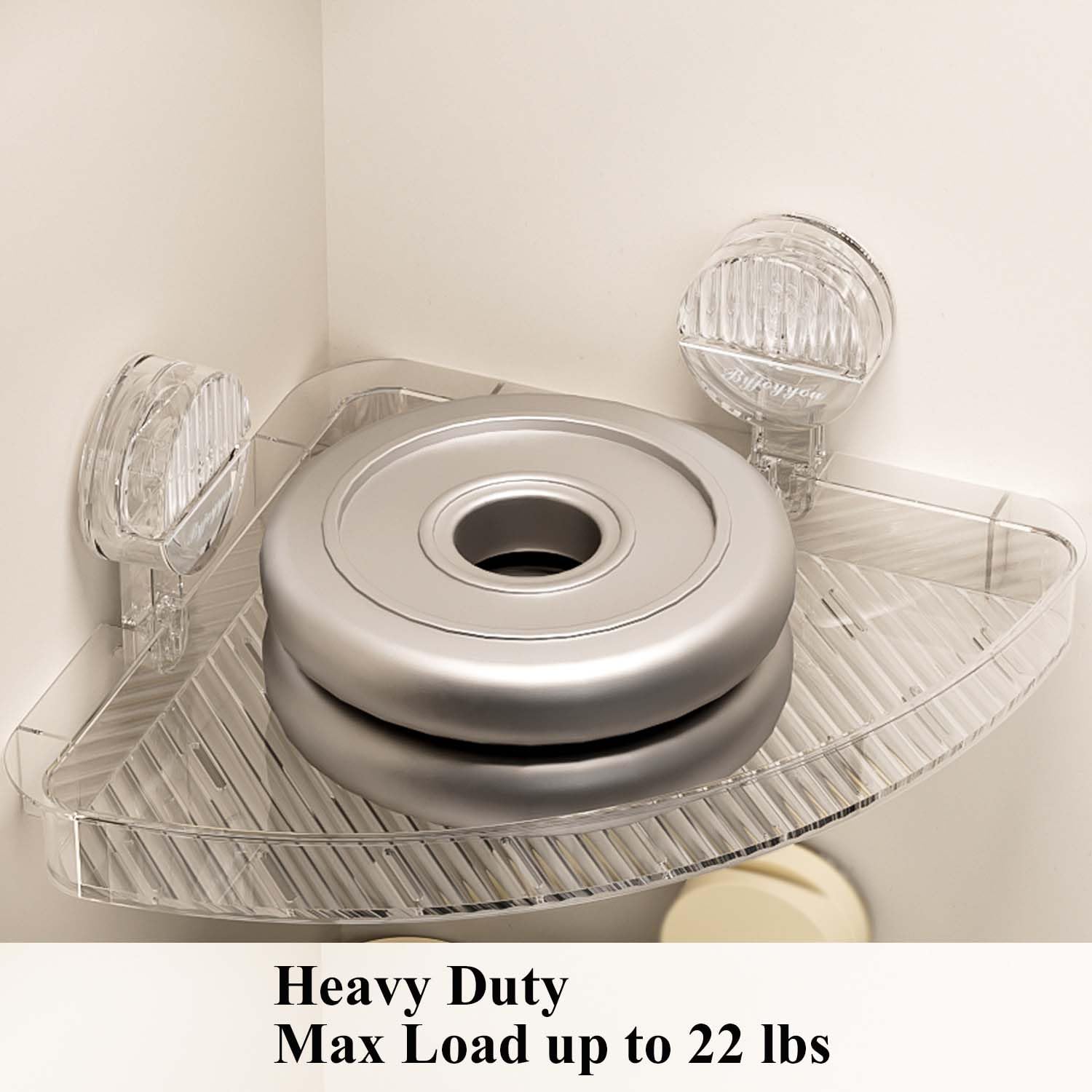 Shower Caddy, Suction Cup Shower Organizer Bathroom Removable Shower Basket Strong Suction Shower Shelf Shower Rack, Clear White Corner