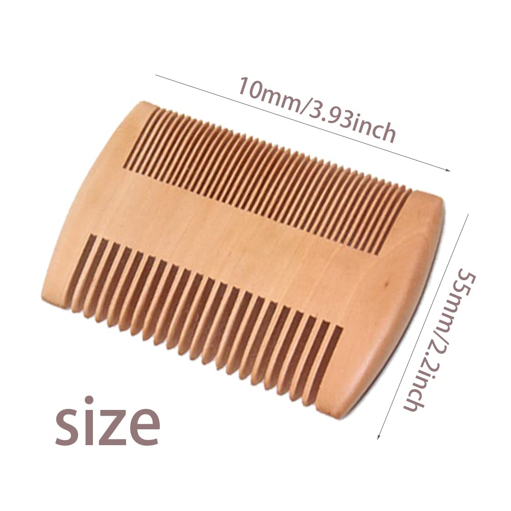 MUCXNIIY Wooden Beard Comb, 2 Pack Great for Head Hair, Beard Grooming & Mustache, Dual Action Fine & Coarse Teeth, Pocket Comb for Men, Dad