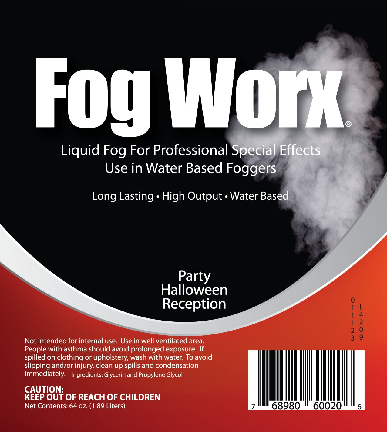 FogWorx Fog Juice - 1 Half Gallon of Premium Fog Fluid (64oz) - Medium Density, High Output, Long Lasting Fog Machine Fluid