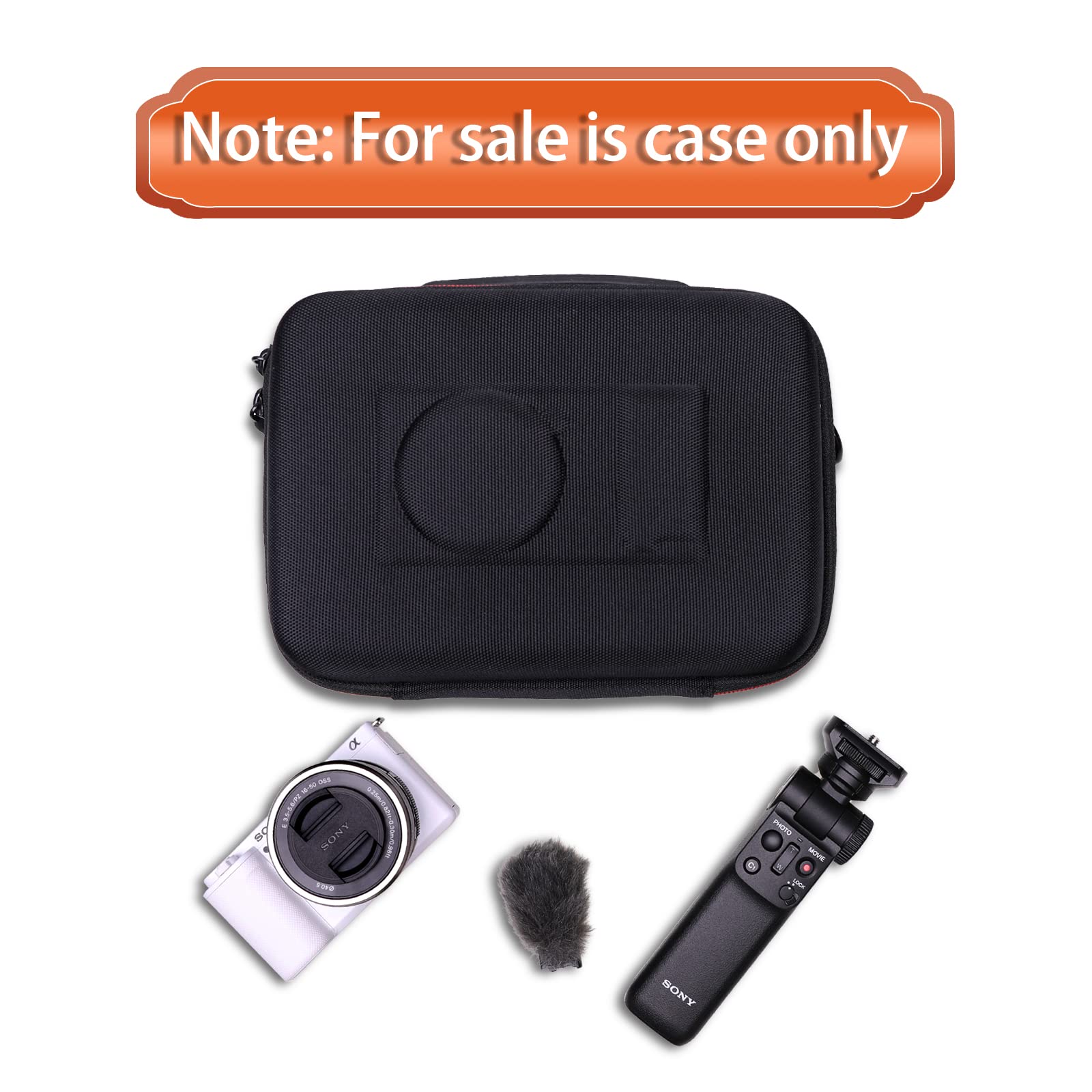 Hard Case for Sony Alpha ZV-E10 / ZV-1 / ZV-1F / ZV-1 II Vlog Camera with Shoulder Strap by LTGEM, Fits Vlogger Accessory Kit Tripod and Microphone - Travel Protective Carrying Storage Bag(Black+Grey)