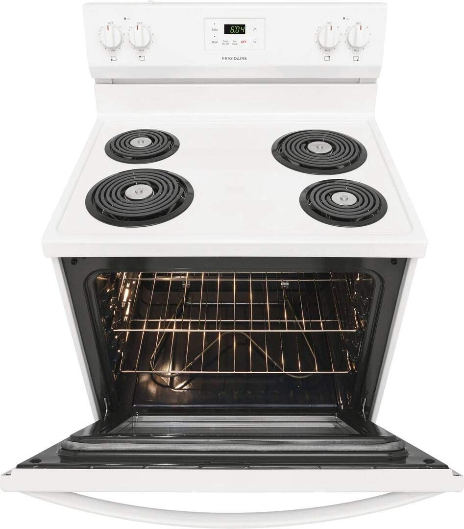 Frigidaire FCRC3012AW 30" Electric Range with 4 Coil Elements 5.3 cu. ft. Oven Capacity Store-More Storage Drawer Electronic Kitchen Timer in White