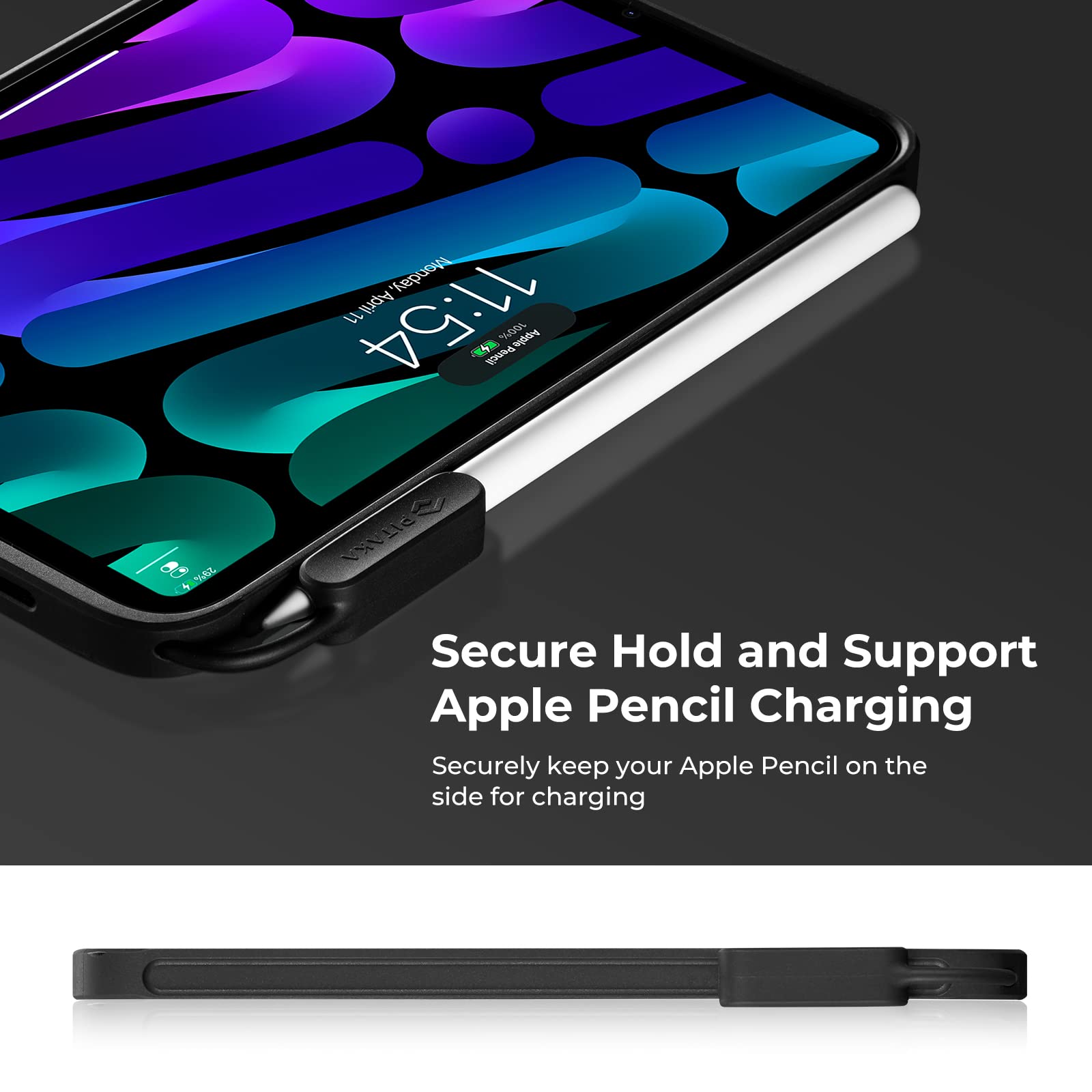 PITAKA iPad Mini 6 Case, Magnetic Wireless-Like Charging Case and Charger for 2021 iPad Mini 6 [MagEZ Case Pro] Protective Shockproof Case, Support Apple Pencil 2 Charging, 1500D Aramid Fiber