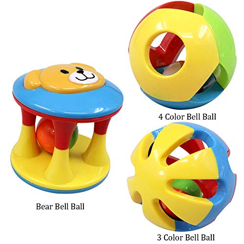 FOREAST 3 Pcs Baby Rattle Ball Toys Colourful Shaking Bell Developmental Rolling Balls Newborn Handbells Infant Gift