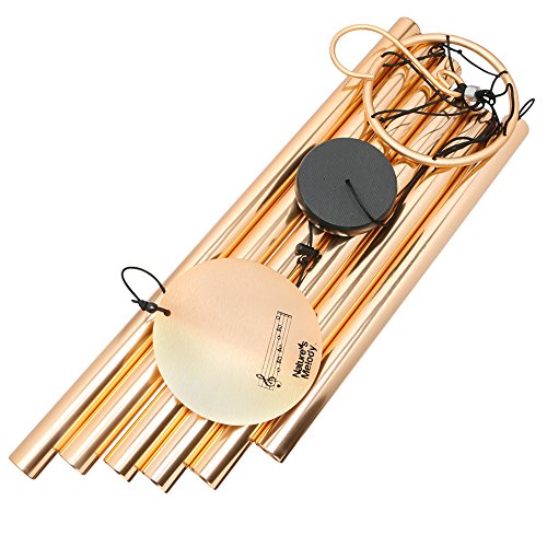 Nature’s Melody Aureole Tunes Wind Chimes – Outdoor Windchime with 6 Tubes Tuned to B Pentatonic Scale, 100% Rustproof Aluminum, Powder Finish & S Hook Hanger for Sympathy, Memorial Gift or Zen Garden