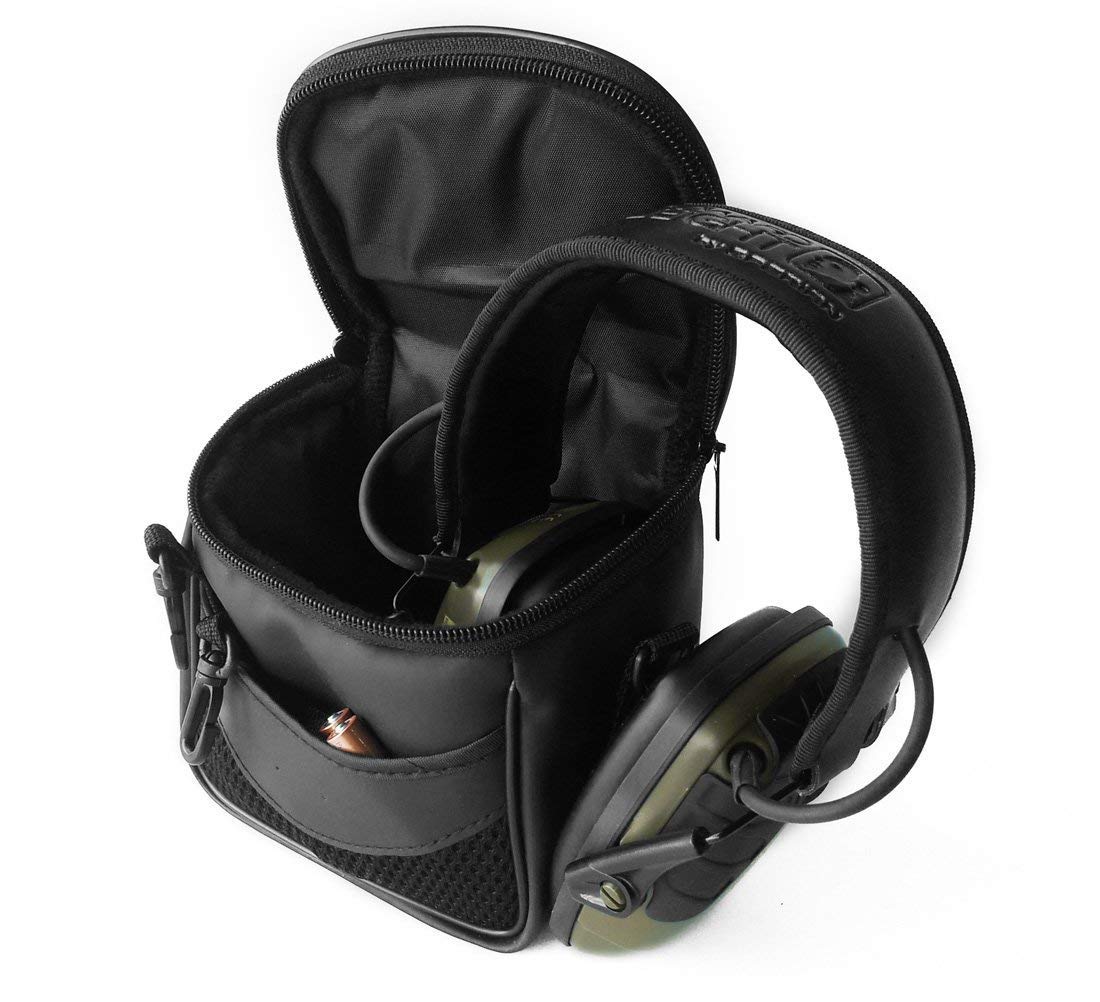 FitSand Soft Bag Compatible for Howard Leight Impact Sport OD Electric Earmuff, Includes Accessories - Safety Ear Muffs Bag Case