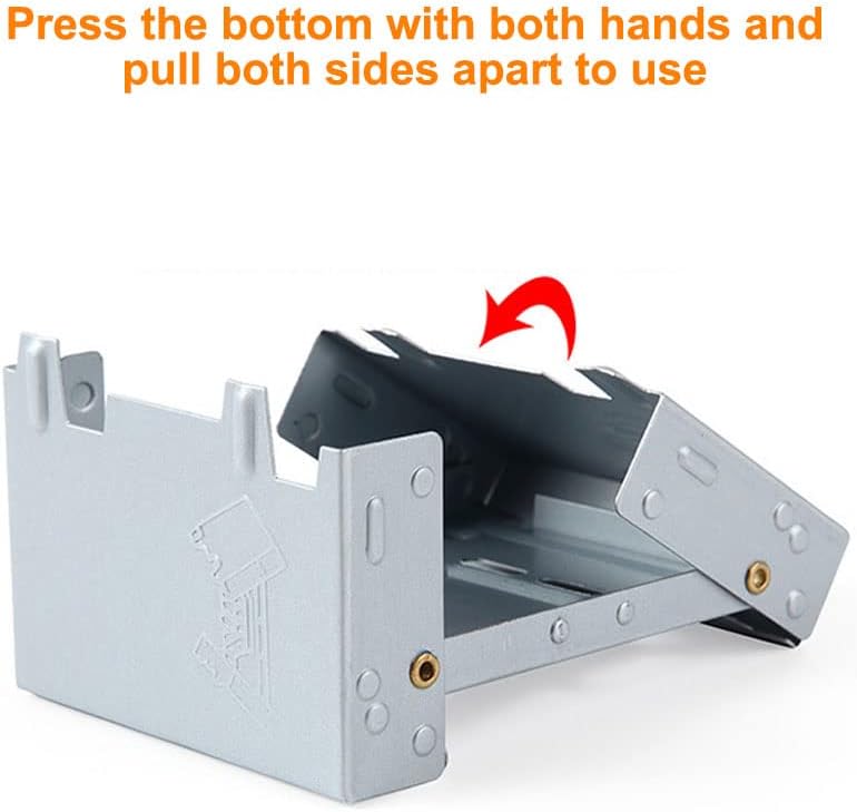 Folding Stove, 95 x 75mm Solid Fuel Camping Portable Stove for Outdoor Cooking Backpacking Emergency Stove For Indoor Use Fuel Tablets Wood Burning Camp Stove