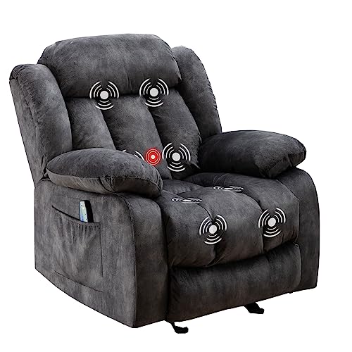 Phoenix Home Rocker Manual Massage and Heat Recliner, Grey
