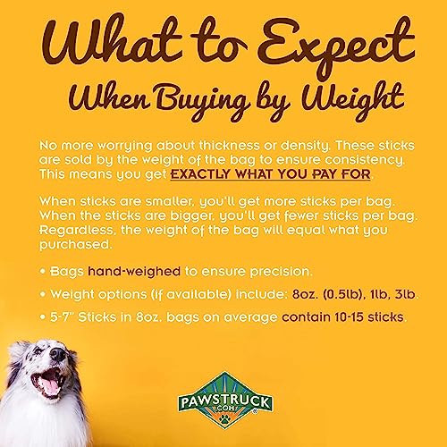 Pawstruck All-Natural 3-5" Bully Sticks for Small Dogs & Puppies β Single Ingredient, Low Odor & Rawhide-Free Dental Chew Treat Bones - 100% Real Beef with No Artificial Preservatives - 8 oz Bag
