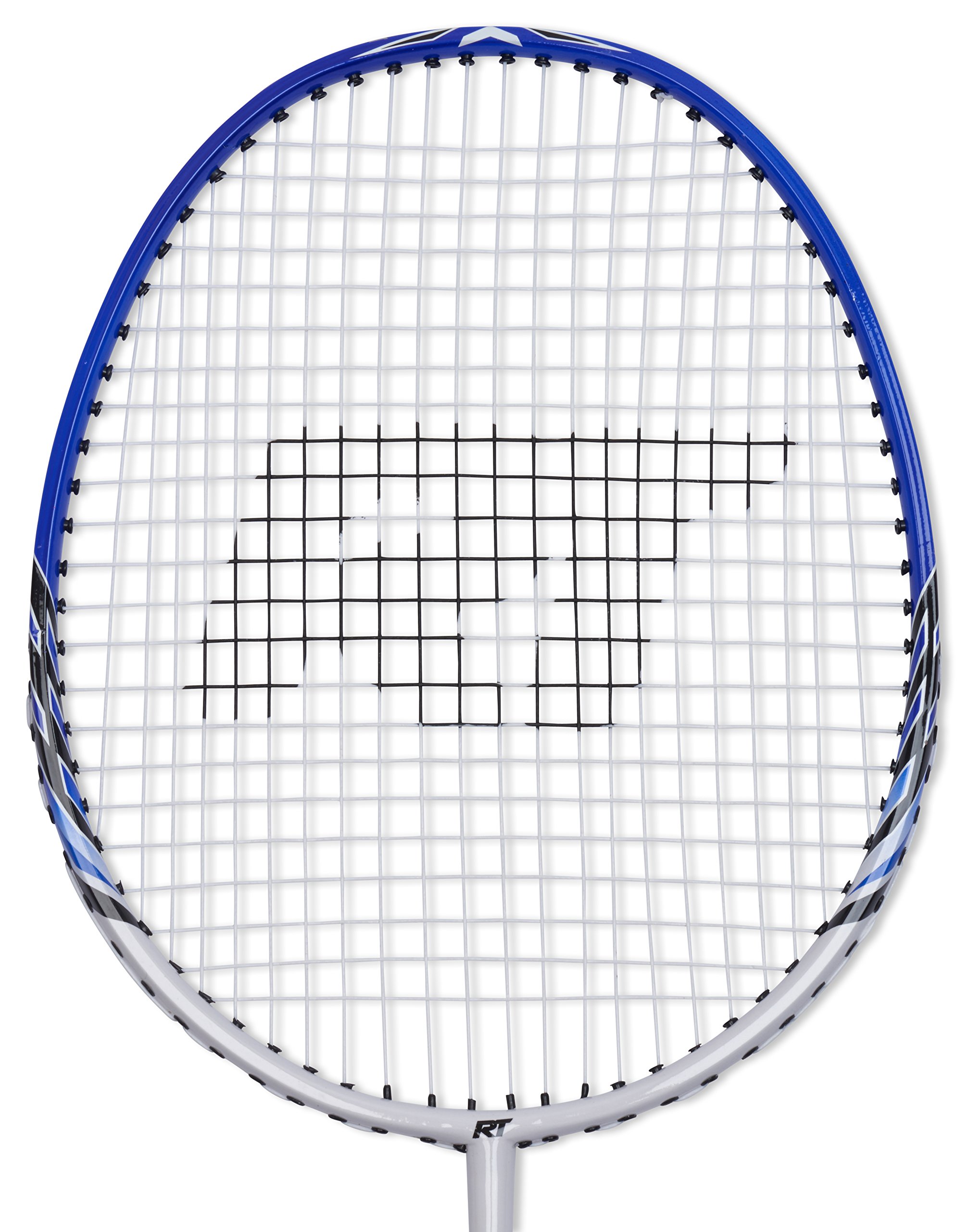 FiberFlash 7 Badminton Racket Set, Featuring 2 Carbon Fiber Shaft Racquets, 3 Shuttlecocks Plus Fabric Carrying Bag All Included (Red/Blue/White)
