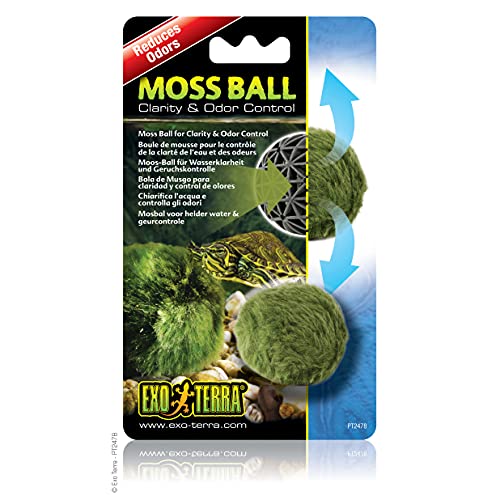 PENN-PLAX Reptology Turtle Topper β Black Color & Exo Terra Moss Ball, Water Clarity and Odor Control for Aqua-Terrariums, PT2478, White