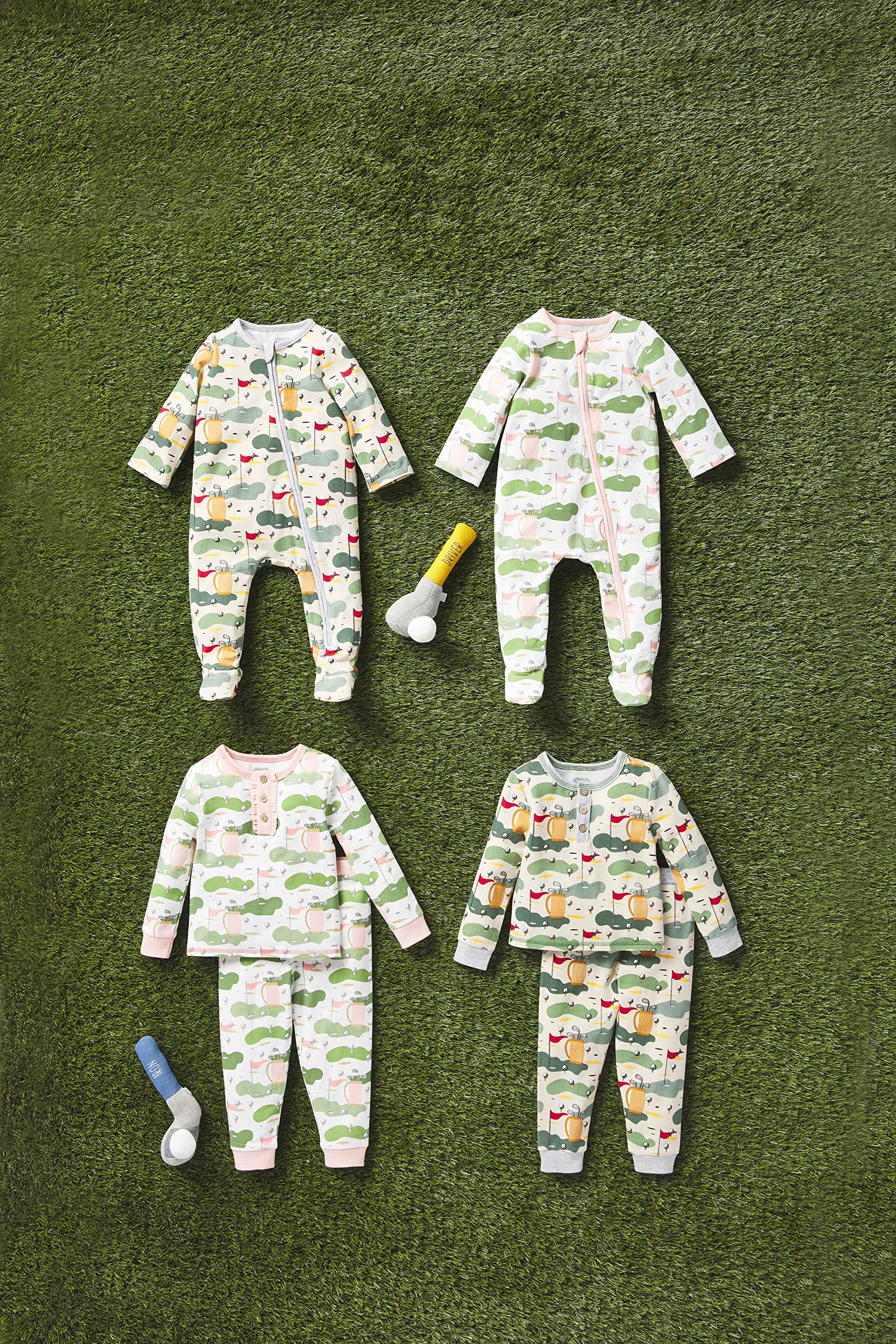 Mud Pie Boys' Golf Pajamas, Multi, 12 Months/18 Months