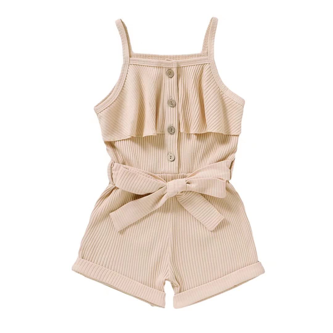 Tepuce 2T Girls Clothes Toddler Baby Strap Sleeveless One Piece Halter Romper Casual Summer Jumpsuit, Apricot Suspender Dress 2-3T/100cm