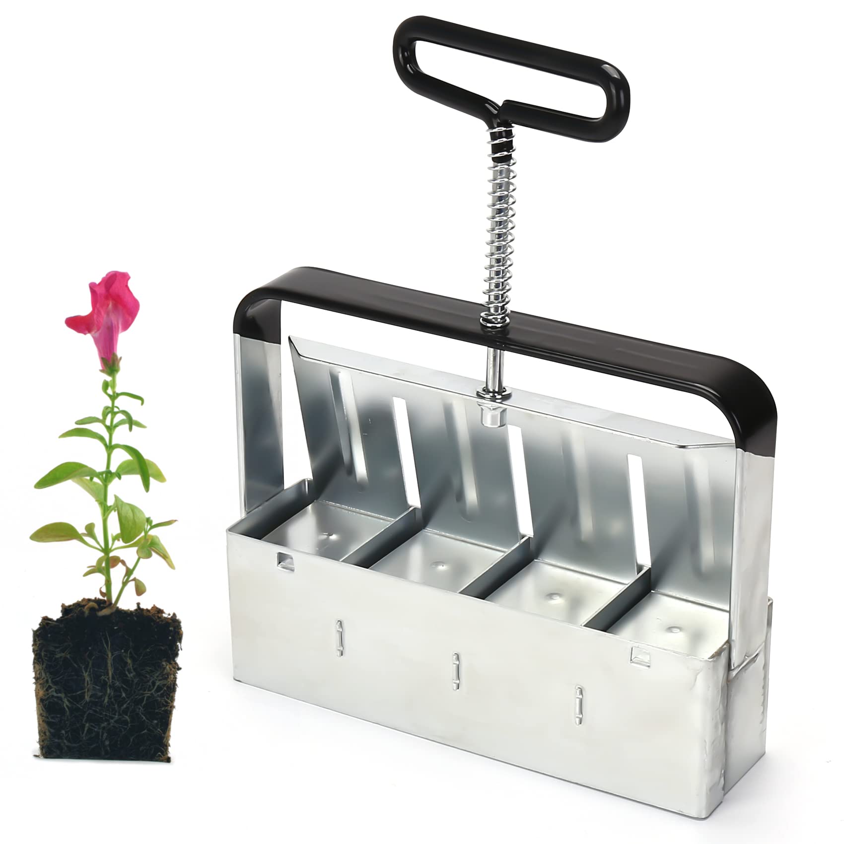 Flantor Soil Blocker Maker, Hand-held Garden Blocking Tools Soil Blocker Maker - 2 inch Soil Blocks with Comfort Grip Handle, Seed Starting Tool for Outdoor Plants