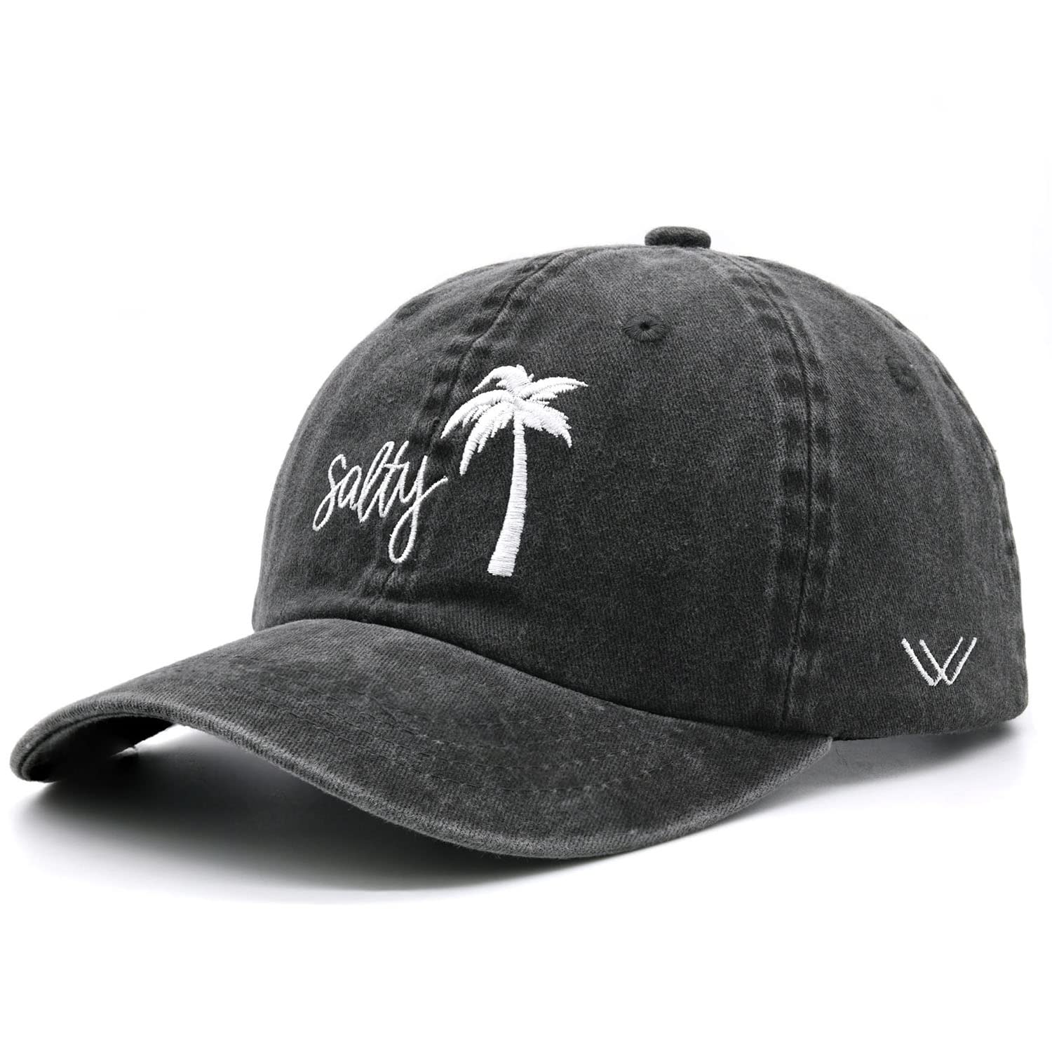 MINYJHZ Salty Palm Tree Hat for Men Women, Adjustable Summer Beach Baseball Cap Black