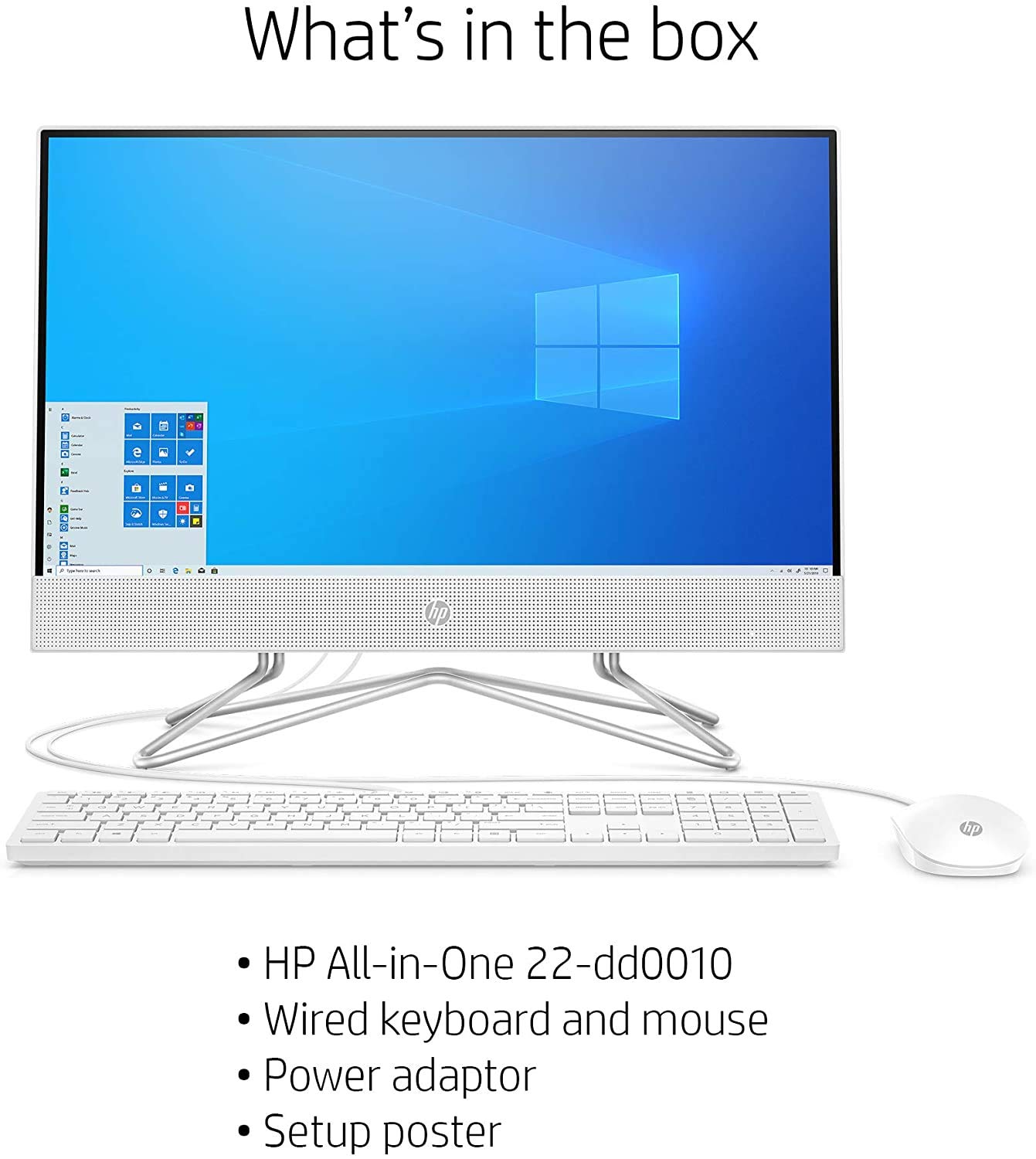 HP 2022 22'' All-in-One AIO FHD IPS Desktop Dual-Core AMD Athlon Silver 3050U 16GB DDR4 RAM 512GB M.2 NVMe SSD HDMI RJ45 WiFi AC BT Webcam Speaker DVD White Windows 10 Pro w/RE Accessories