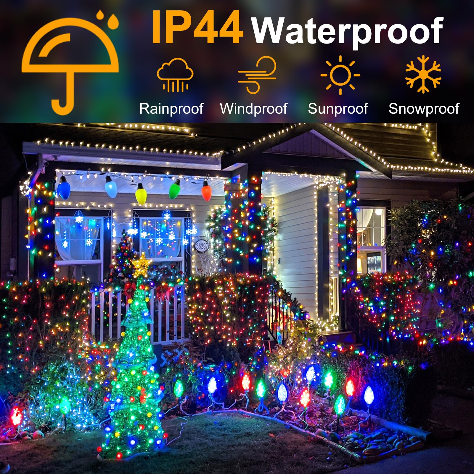 FLVOECN 410Ft 1200LED Christmas Lights Outdoor Decorations 8 Modes & Memory Timer Christmas Lights with Remote Plug in Waterproof Fairy String Lights for Xmas Wedding Party Holiday Decor（Multicolor）