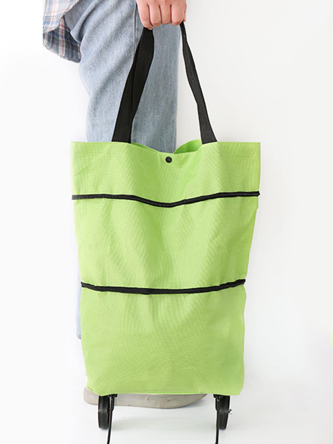 Foldable Shopping Cart, Portable Rolling Tote Shopping Bag with Wheels, Hand Pulling Utility Collapsible Grocery Bag for Picnic Trips to Buy Vegetables