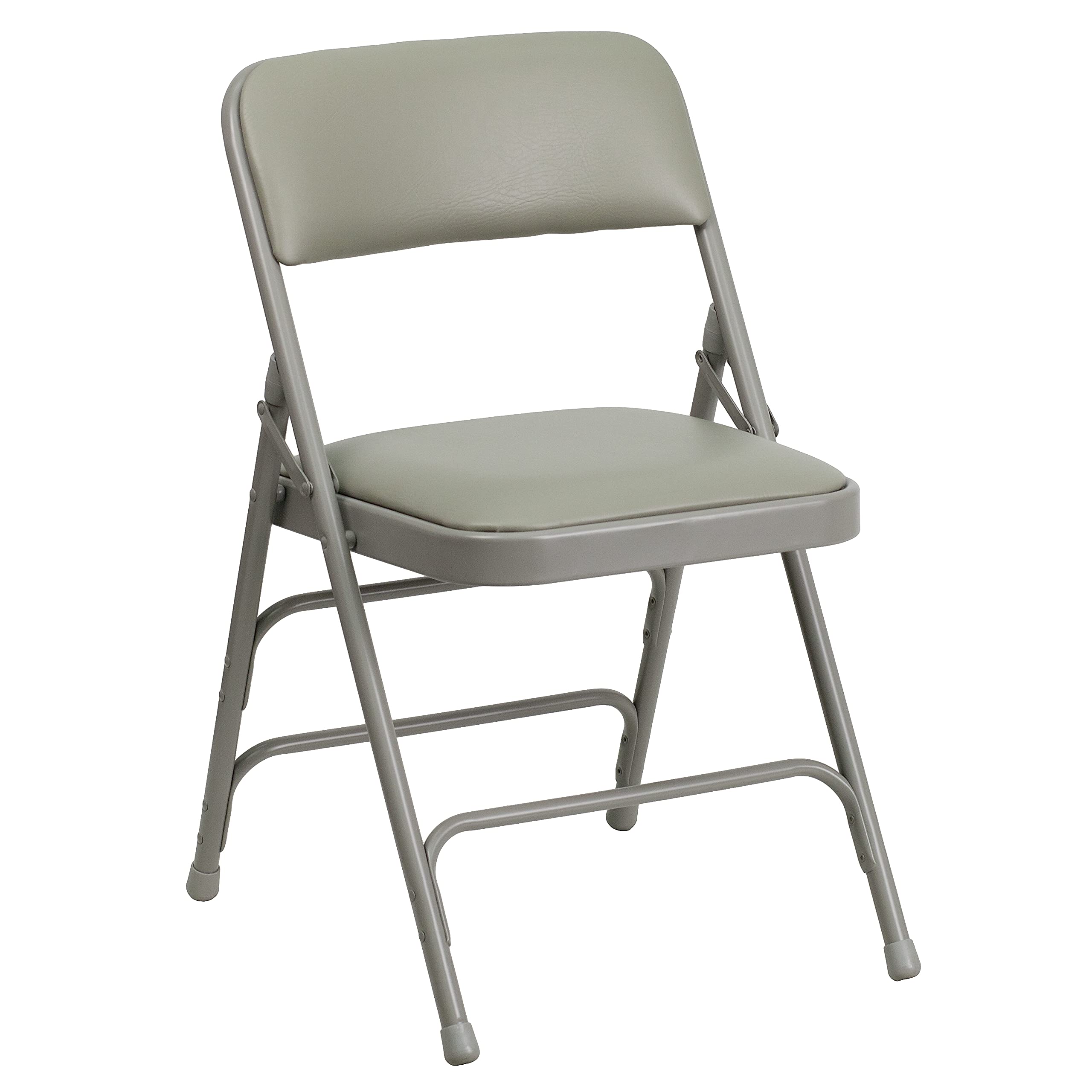 Flash Furniture 2 Pack HERCULES Series Curved Triple Braced & Double Hinged Gray Vinyl Metal Folding Chair