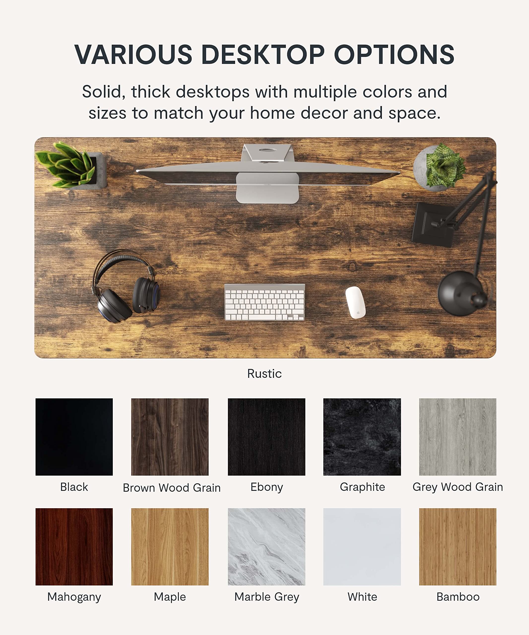 FLEXISPOT EN1 Height Adjustable Standing Desk 48 x 30 Inches Whole-Piece Desktop Ergonomic Memory Controller Electric Stand Up Desk (Black Frame + 48" Rustic Brown Desktop, 2 Packages)