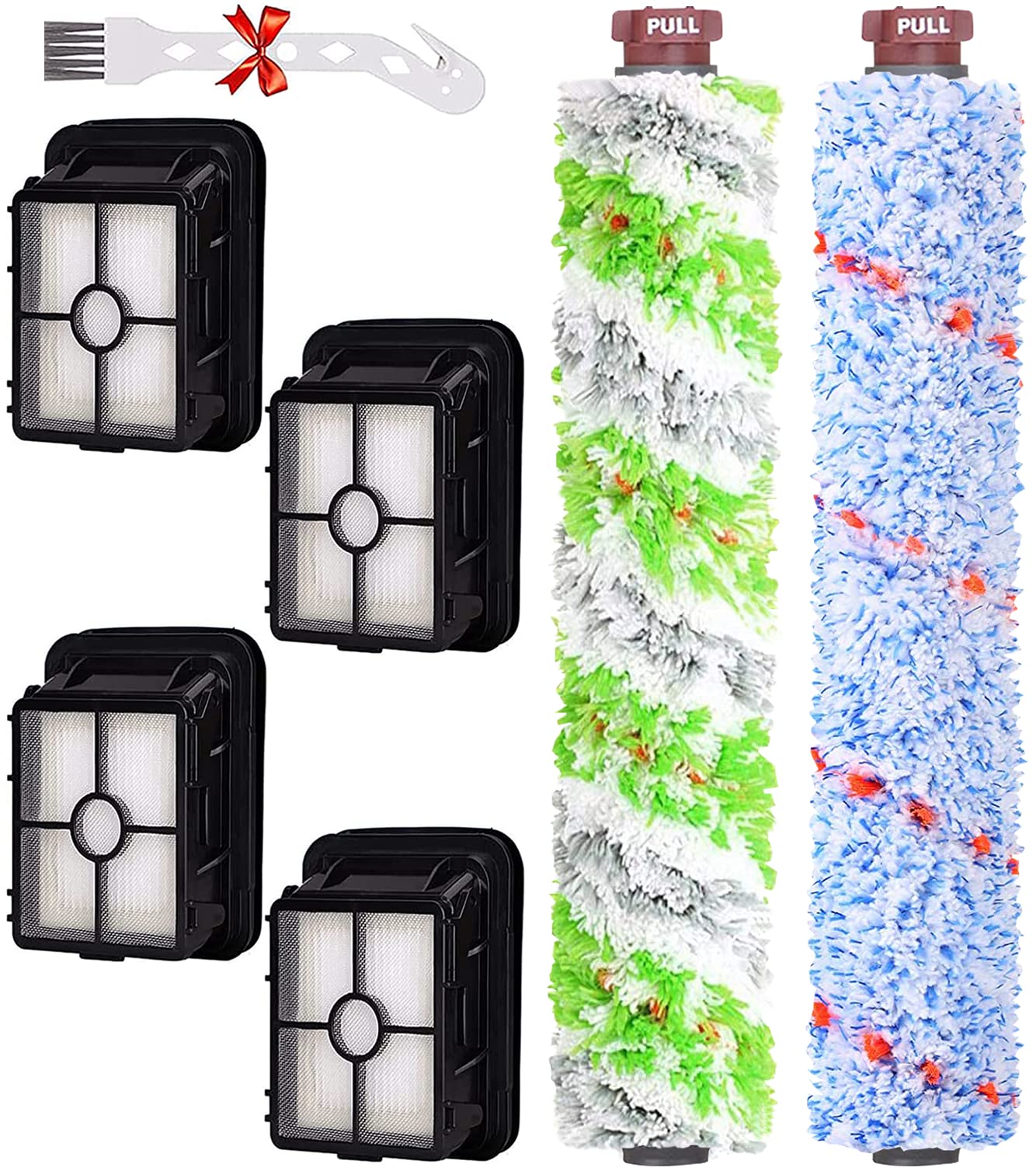 for Bissell CrossWave Pet Pro 2306A CrossWave 1785 Series Replacement Parts 1 Pack 2460+1 Pack 1868 Multi-Surface Pet Pro Cleaner Brush Rolls Tangle-Free+4 Pack 1866 Vacuum Filter Part 1613568 1608684
