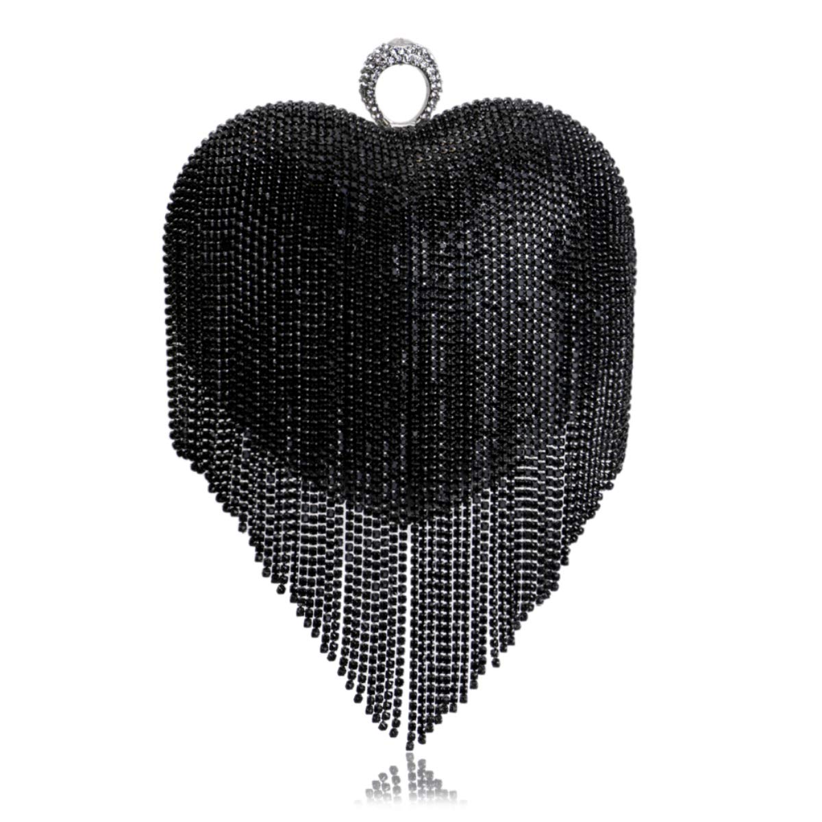 Flada Rhinestone Handbag for Women Dazzling Heart Shaped Cluth Purse and Evening Bag, Blue, Medium