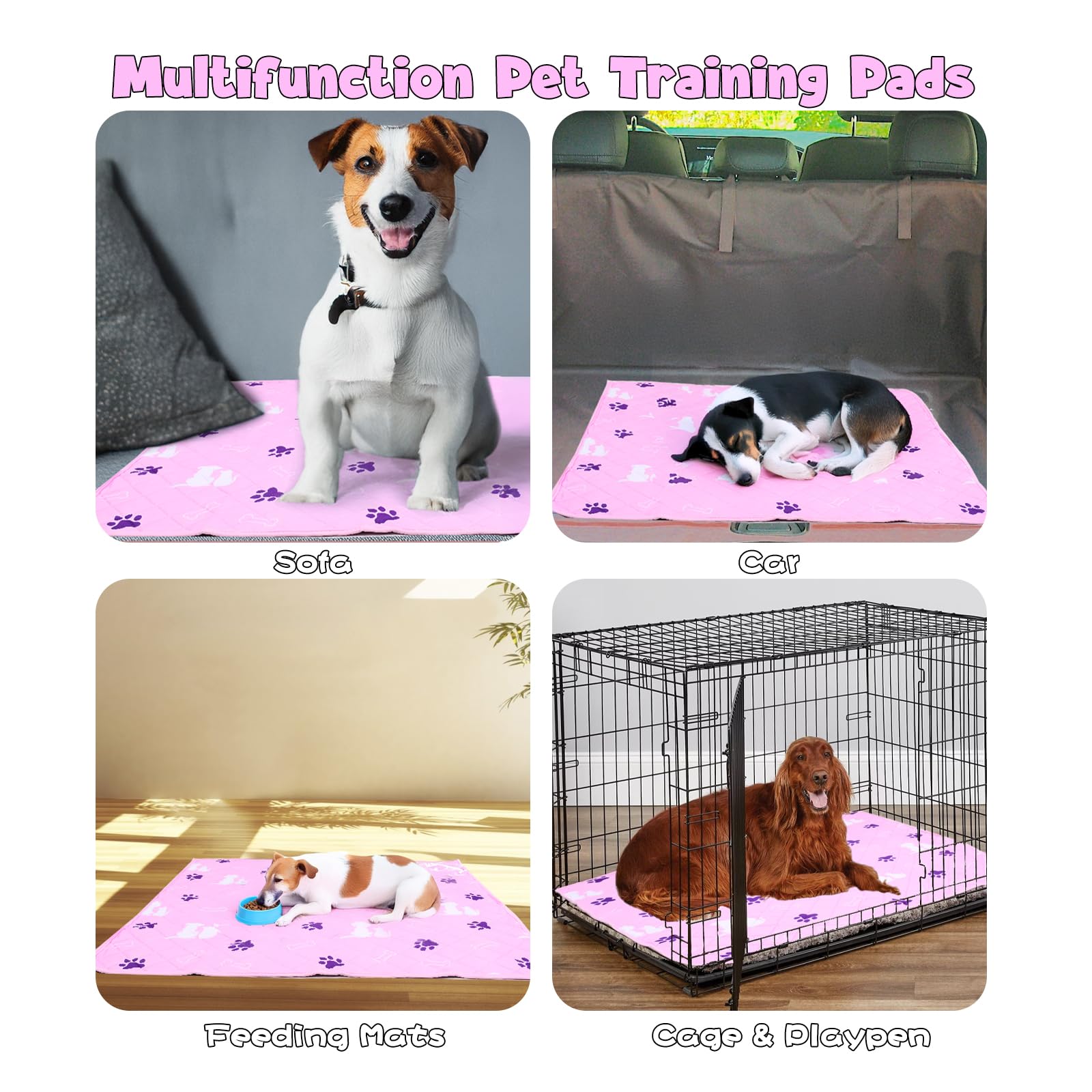 Suyfhdc Washable Pee Pads for Dogs, 2 Pack Reusable Pee Pads,18" x 24" Reusable Pet Training Pads,Reusable Puppy Pads, Dog Training Pads with Fast Absorbent