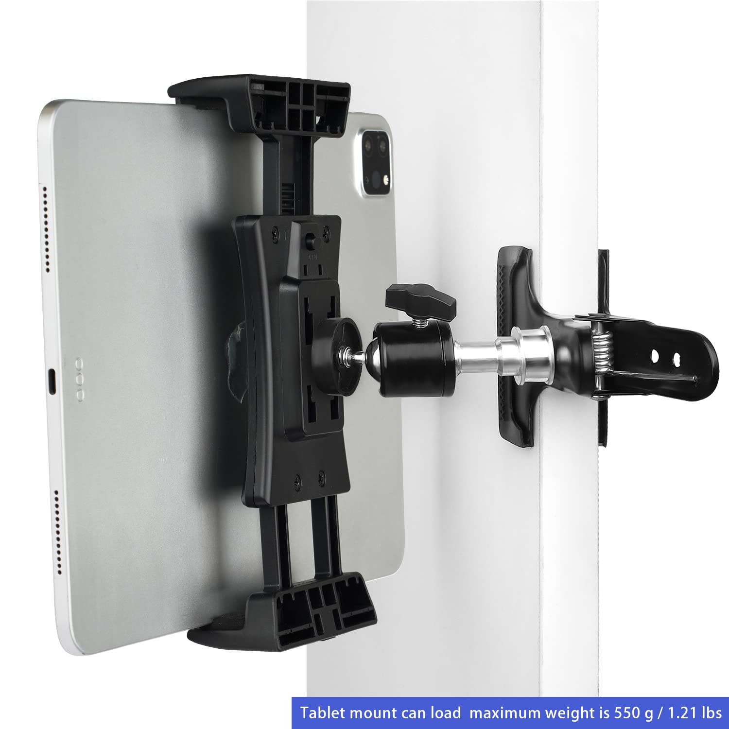 Mippko Clip Clamp Tablet Holder for Desk/Table/Glass Door/Desktop Baffle/Easel, Compatible with 7~11 inch iPad/Nexus/LG G Pads, 360°Adjustment Metal Clamp Mount