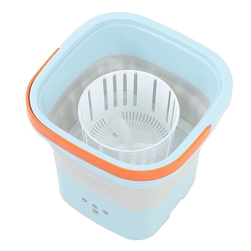 Foldable Small Portable Washer, Laundry Machine with Drain Basket, Rechargeable Collapsible Bucket, Travel Washer, Portable Mini Washing Machine for Apartment, Camping, RV,