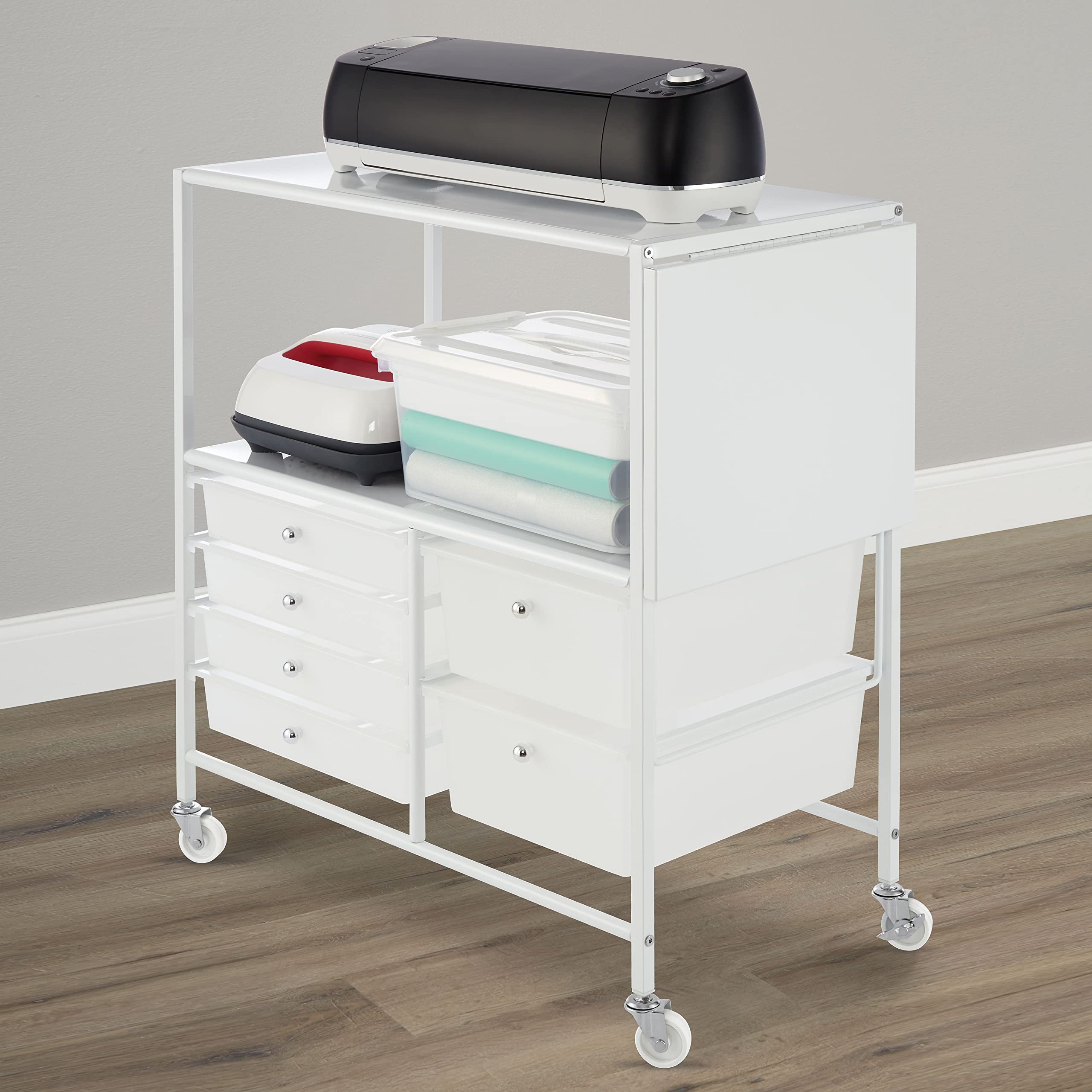 Essex Drawers & Rolling Storage Cart with Tray by Recollections, White