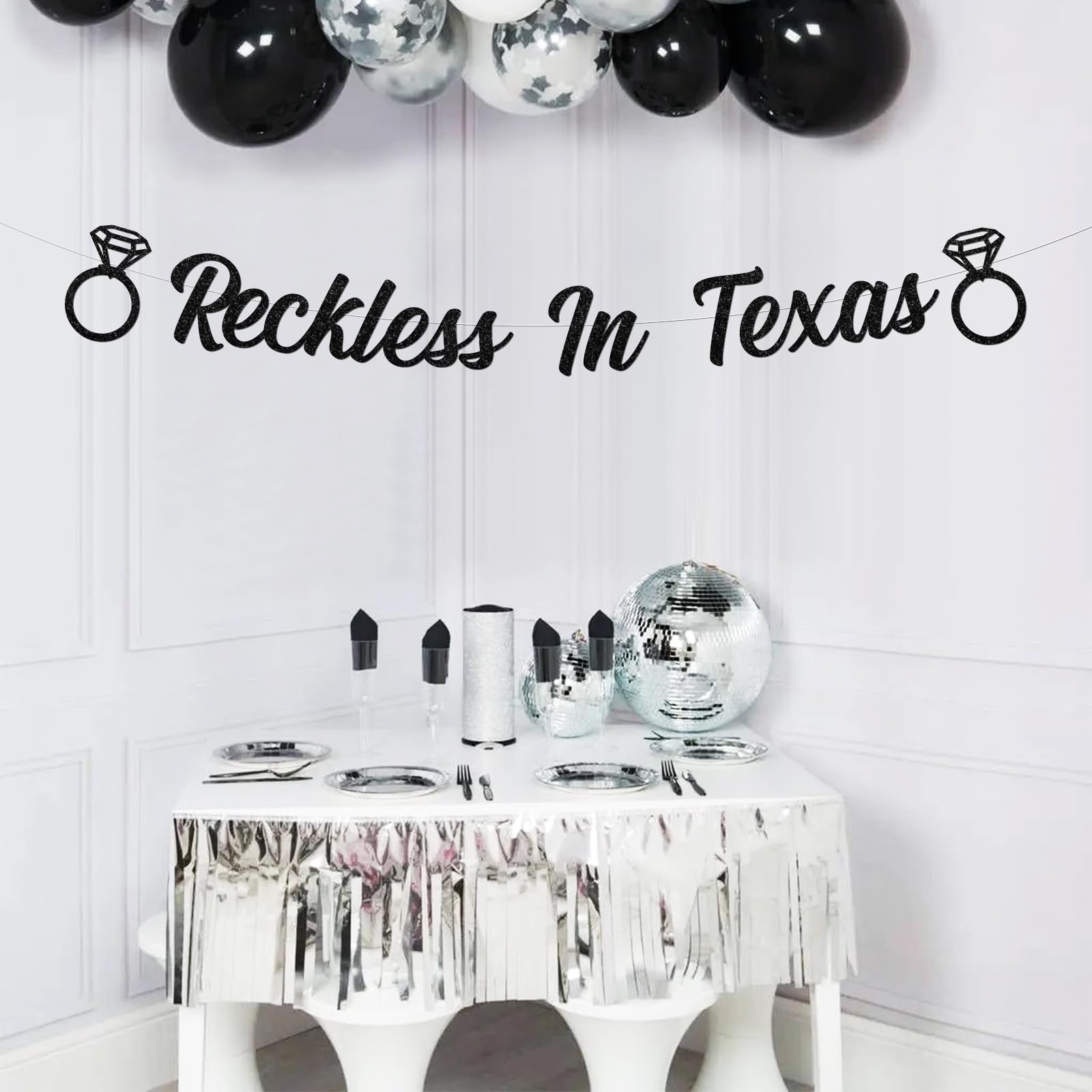 Sursurprise Reckless In Texas Banner Sign for Texas Bachelorette Party Austin Bridal Shower Decorations Destination Bach Engagement Wedding Party Supplies